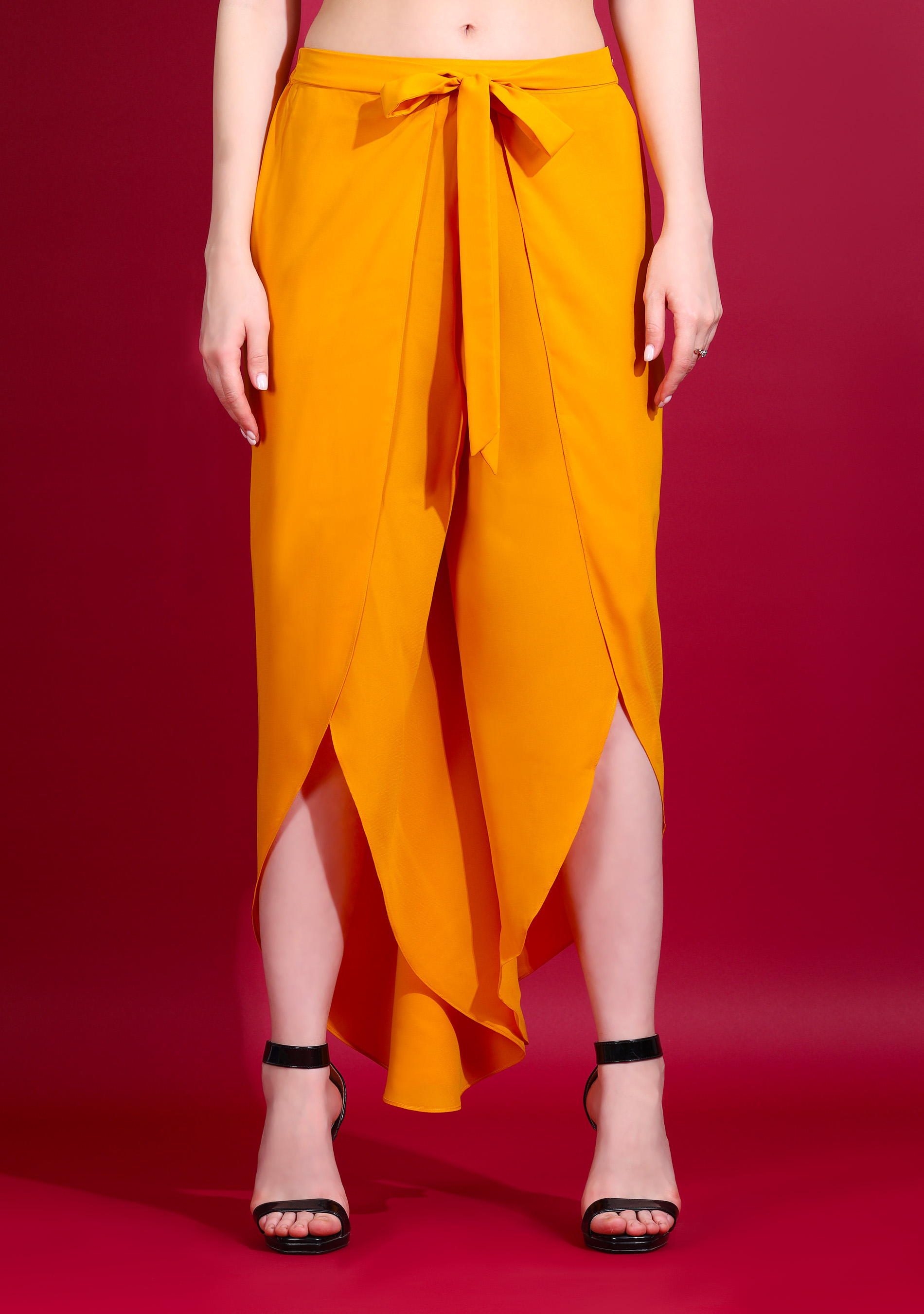 Mustard Wrap Around Heavy Georgette Pant - Buy Online in Sri Lanka @ Mehar